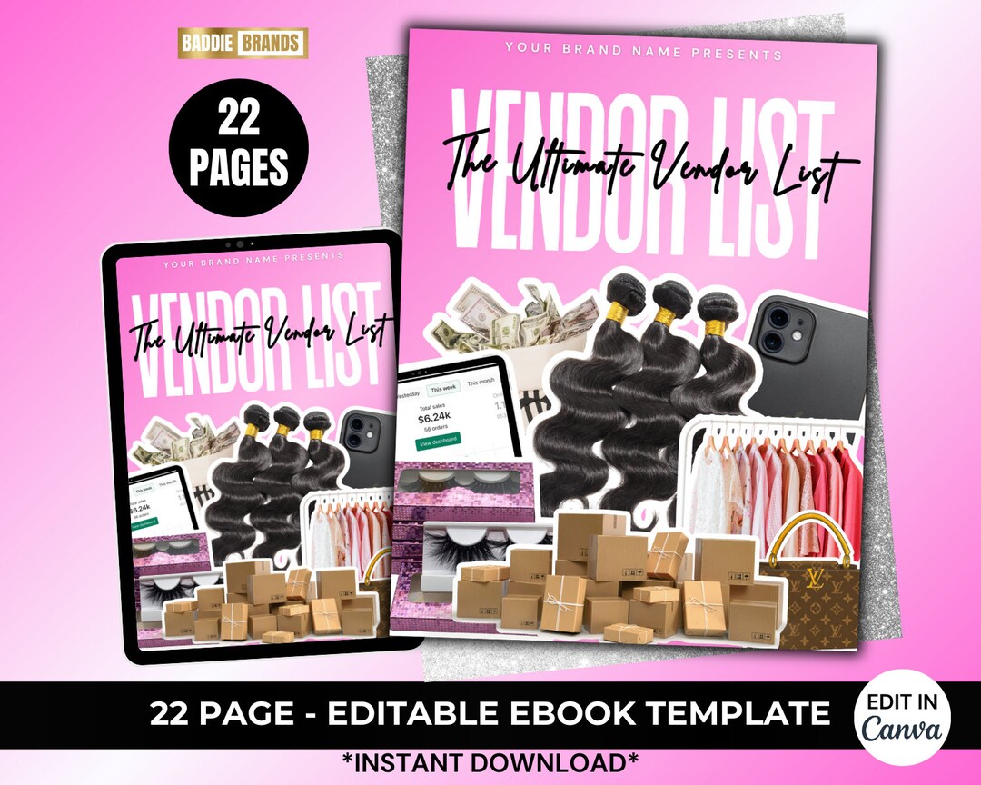 Vendor List Ebook Template | PLR Resell, Canva Editable (digital ...