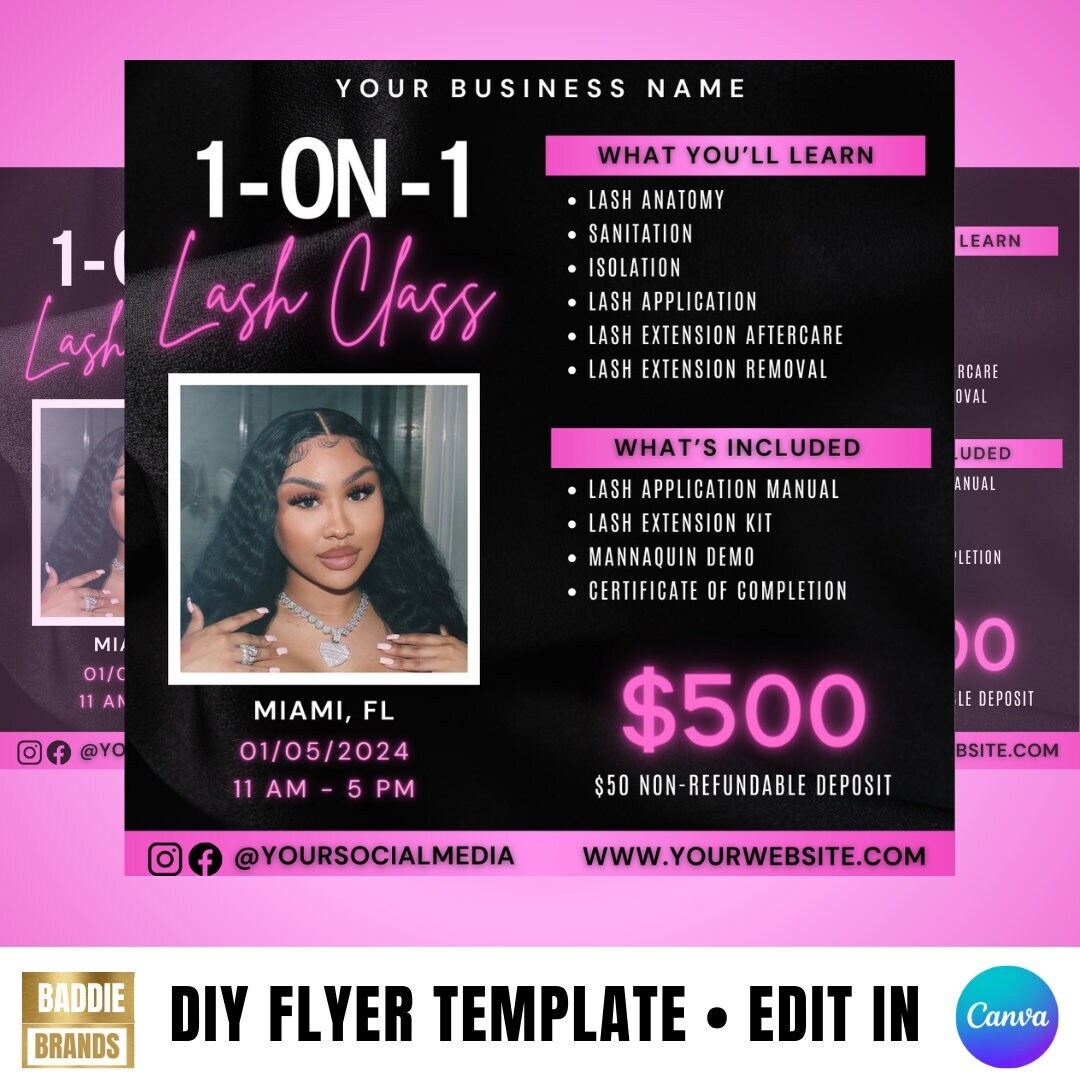 Lash Class Flyer, Lash Masterclass Flyer, Lash Extensions Class, Lash ...