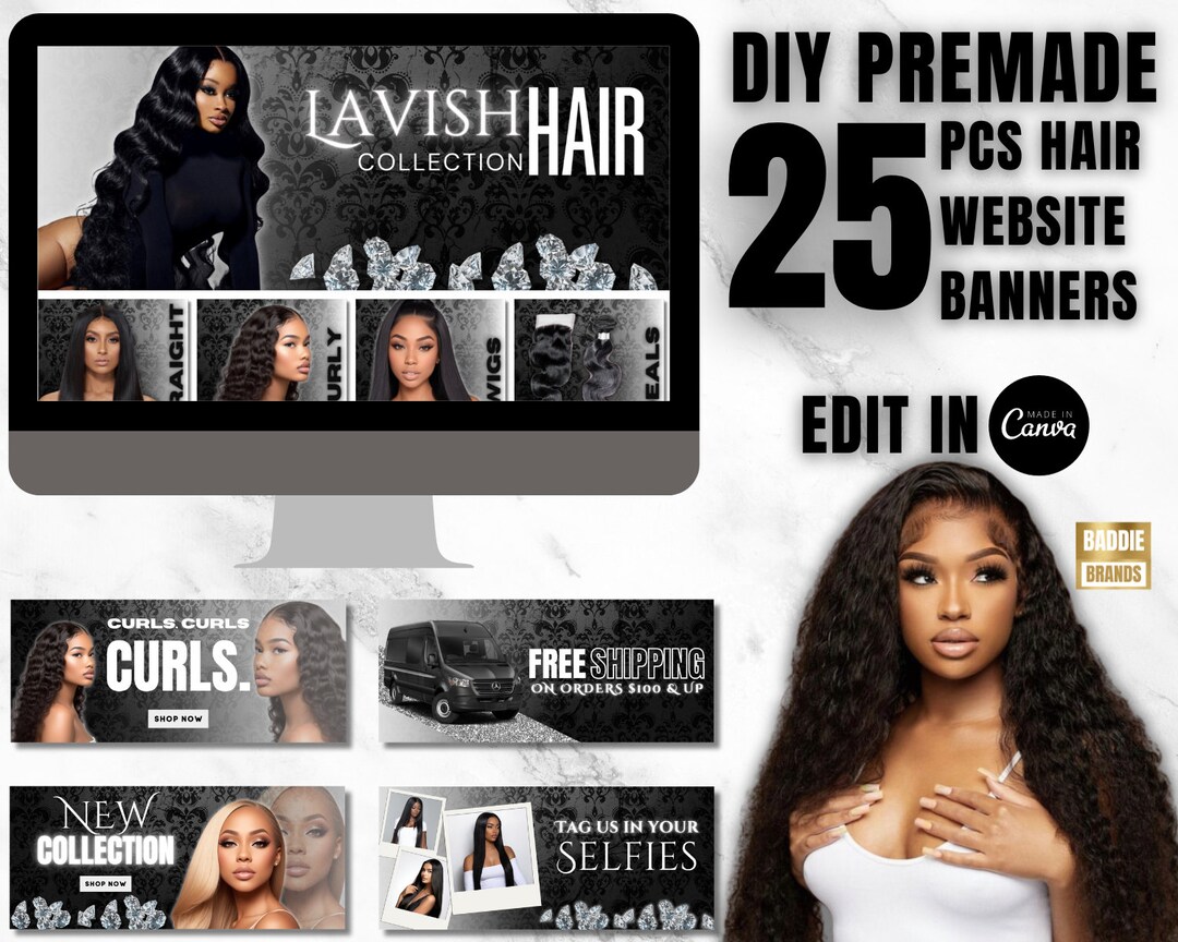 Website Banner, Hair Website, Hair Extension Website Template ...