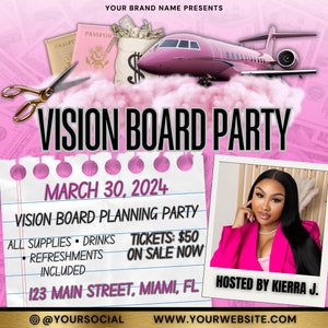 Vision Board Party Flyer, Vision Board Flyer, Manifesting Event Flyer ...