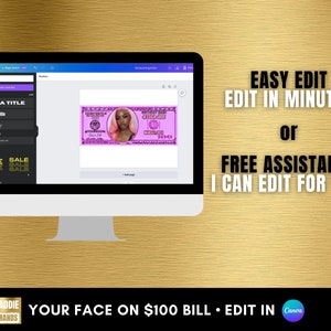 Dollar Bill Template, Your Face on Money, Personalized Dollar, Editable ...