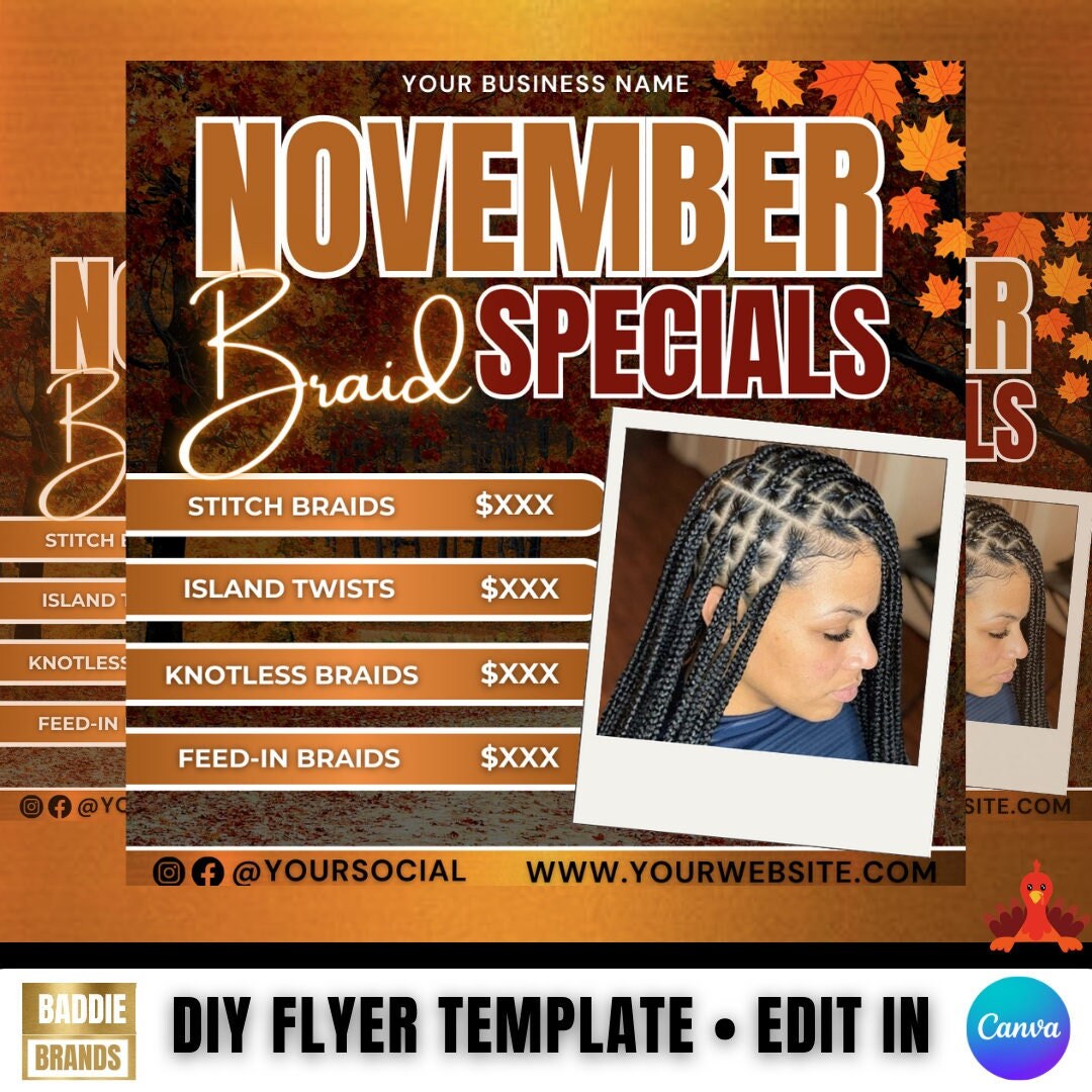 November Braid Flyer, November Booking Flyer, November Book Open, Fall ...