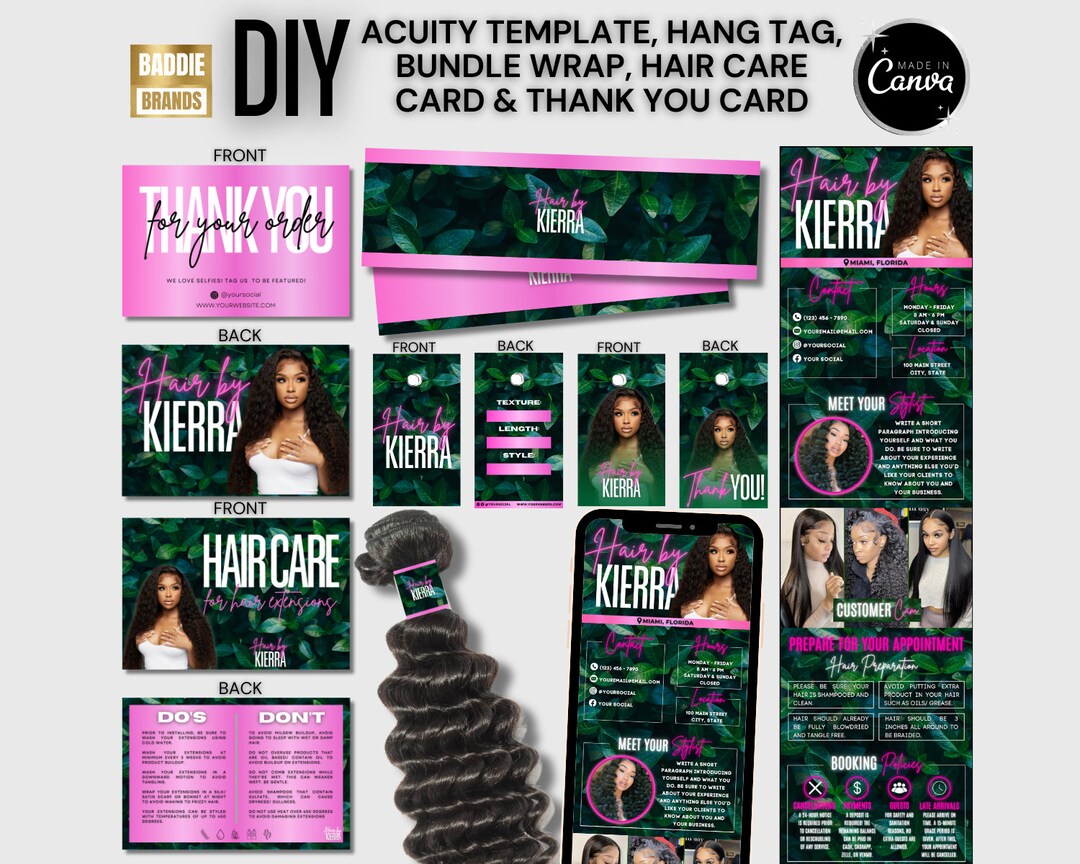 Hair Branding Kit Template, Hair Tag Template, Hair Bundle Wrap, Hair ...