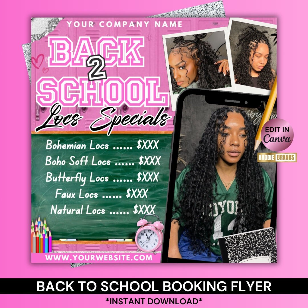Back to School Locs Flyer, Back 2 School Locs Specials, Bohemian Locs ...