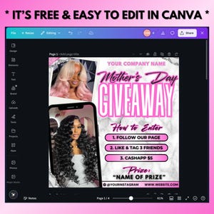 Mothers Day Giveaway Flyer, Raffle Flyer, May Giveaway Flyer - Etsy