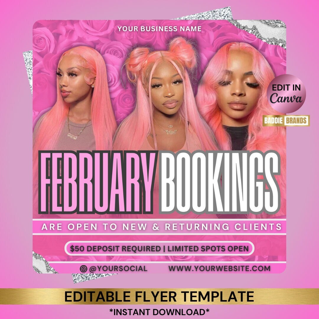 February Bookings Flyer, Wig Flyer, Valentines Day Wig Flyer, Wig Sale ...