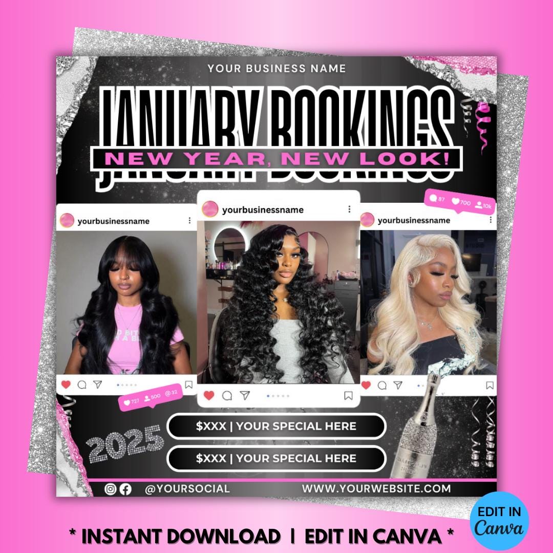 January Booking Flyer, January Hair, January Lash, New Year Booking ...
