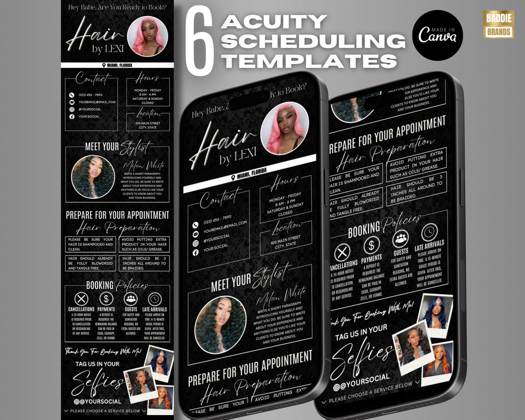 Hair Stylist Acuity Scheduling Template Hair Stylist Branding Hair ...