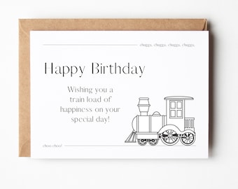 All Aboard Birthday Card | Train Themed Birthday Card | Printable ...