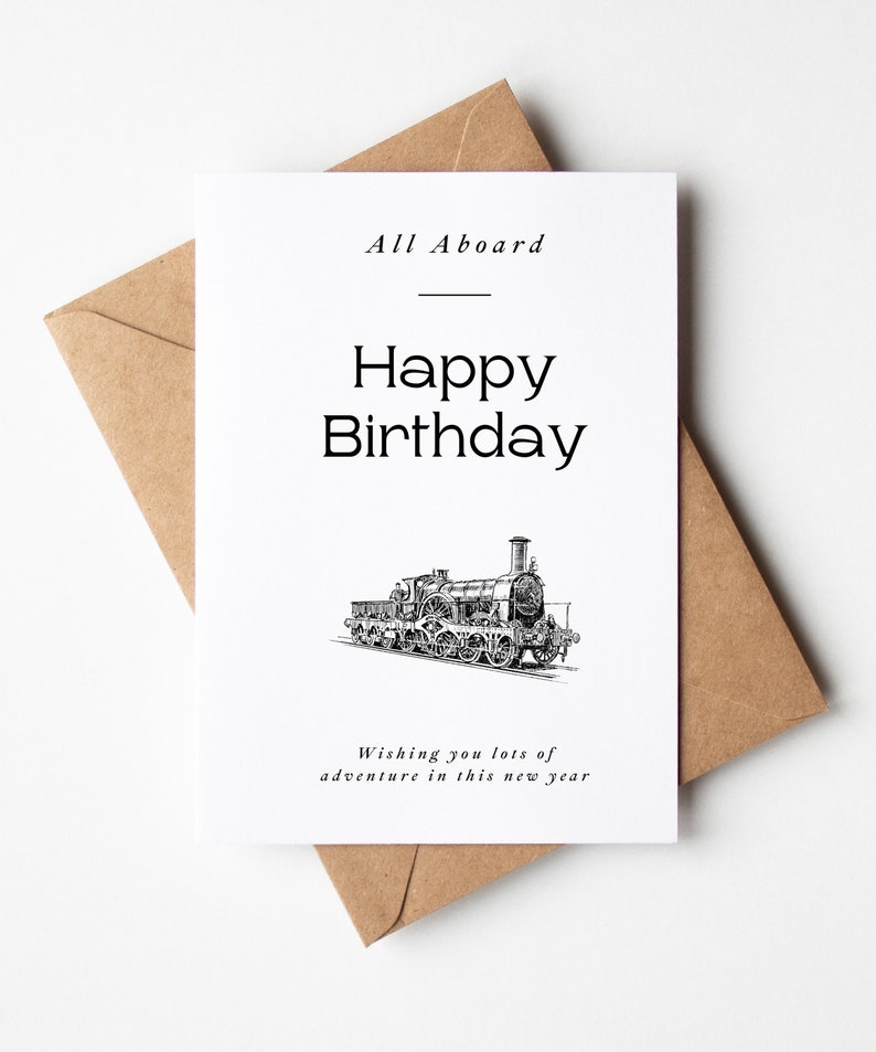 All Aboard Birthday Card | Train Themed Birthday Card | Printable ...