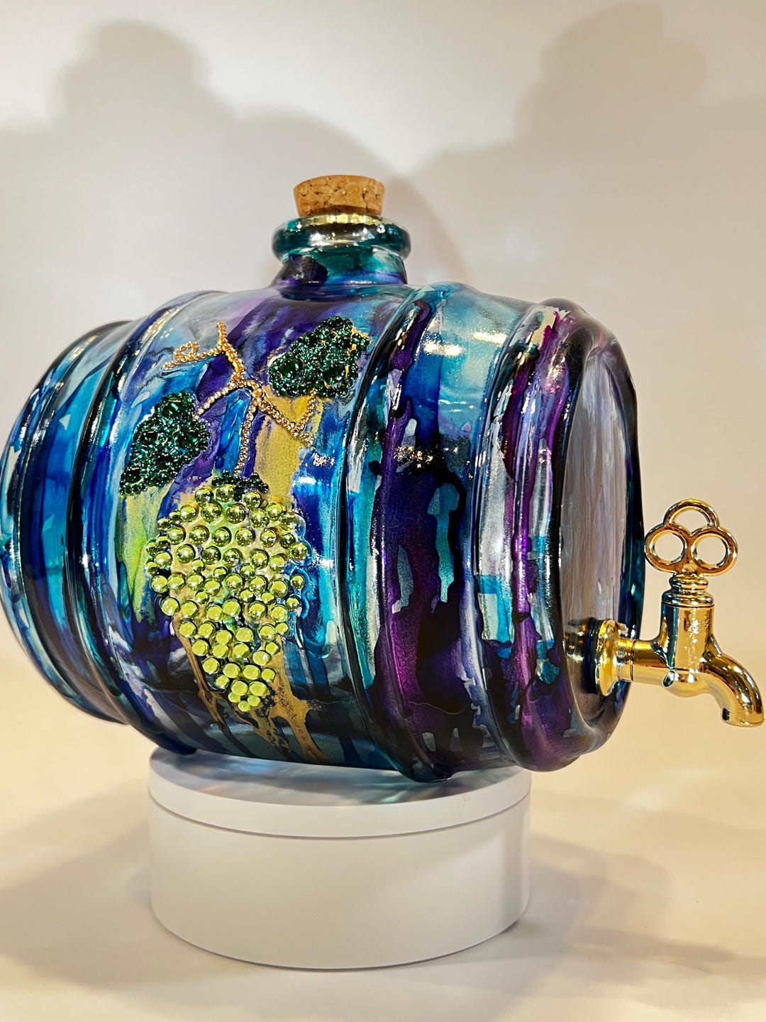 Bejeweled Glass wine Barrel - Etsy