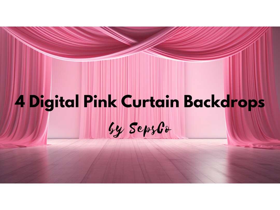 4 Digital Pink Curtain Backgrounds, Photography Backdrops, Kids ...