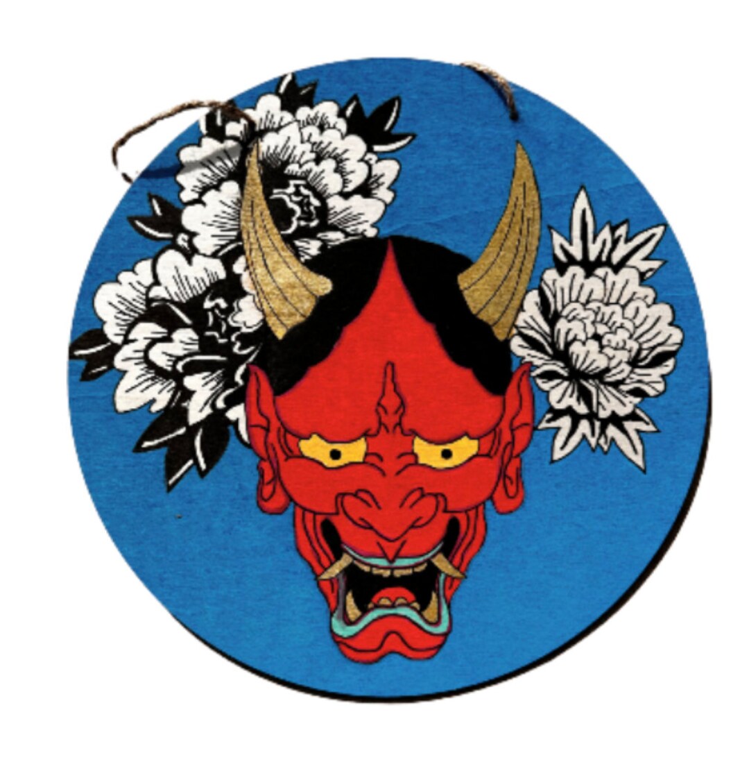 Japanese Hannya Noh Mask Flowers/floral Door/wall Decor Hanger Handmade ...