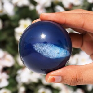 Blue Banded Agate Carnelian Sphere | 55MM | Large Polished Crystal ...