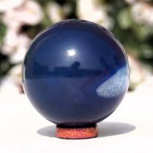 Blue Banded Agate Carnelian Sphere | 55MM | Large Polished Crystal ...