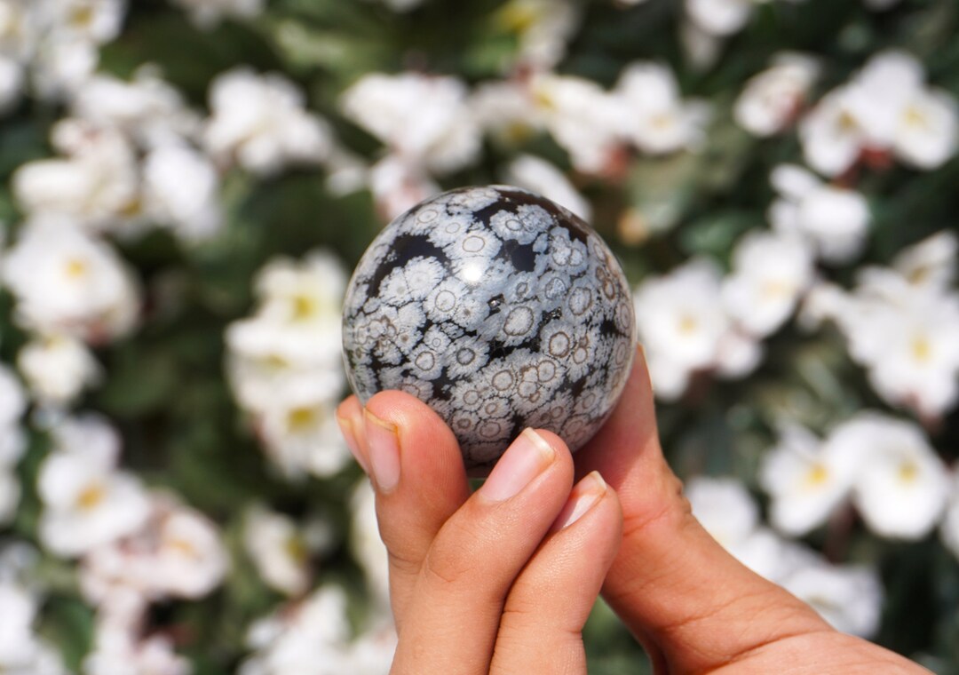 Snowflake Obsidian Sphere: Natural Astrology Metaphysical Ball (45MM ...