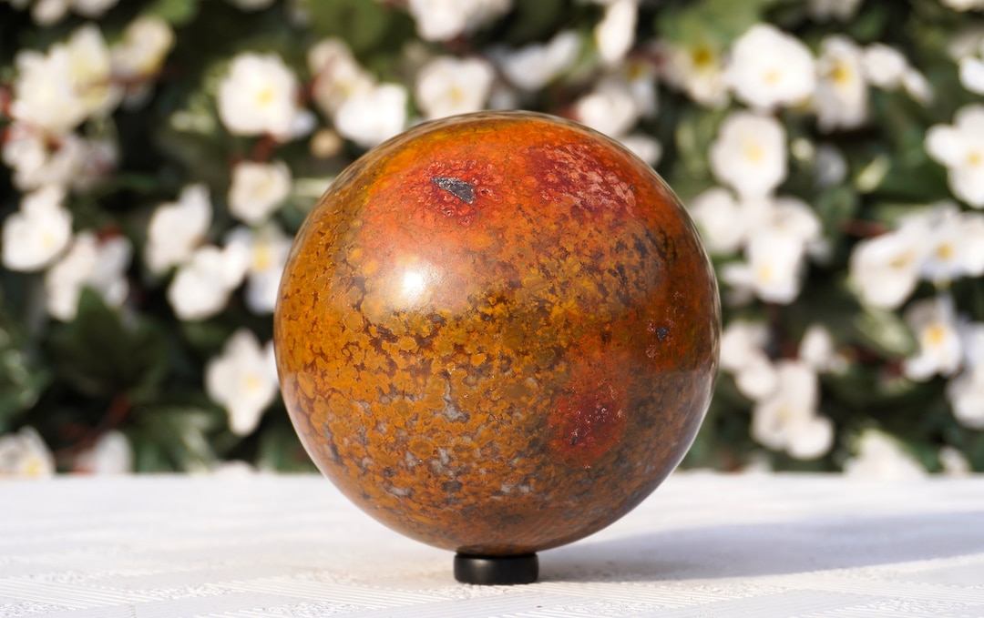 Red Ocean Jasper Sphere 105MM Red Ocean Jasper Stone Healing Minerals ...