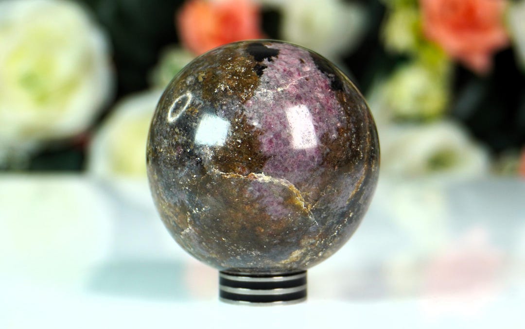 Rare Pink Thulite Sphere: 50mm Polished Rosaline Zoisite Crystal Ball ...