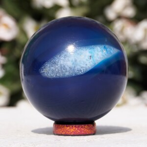 Blue Banded Agate Carnelian Sphere | 55MM | Large Polished Crystal ...