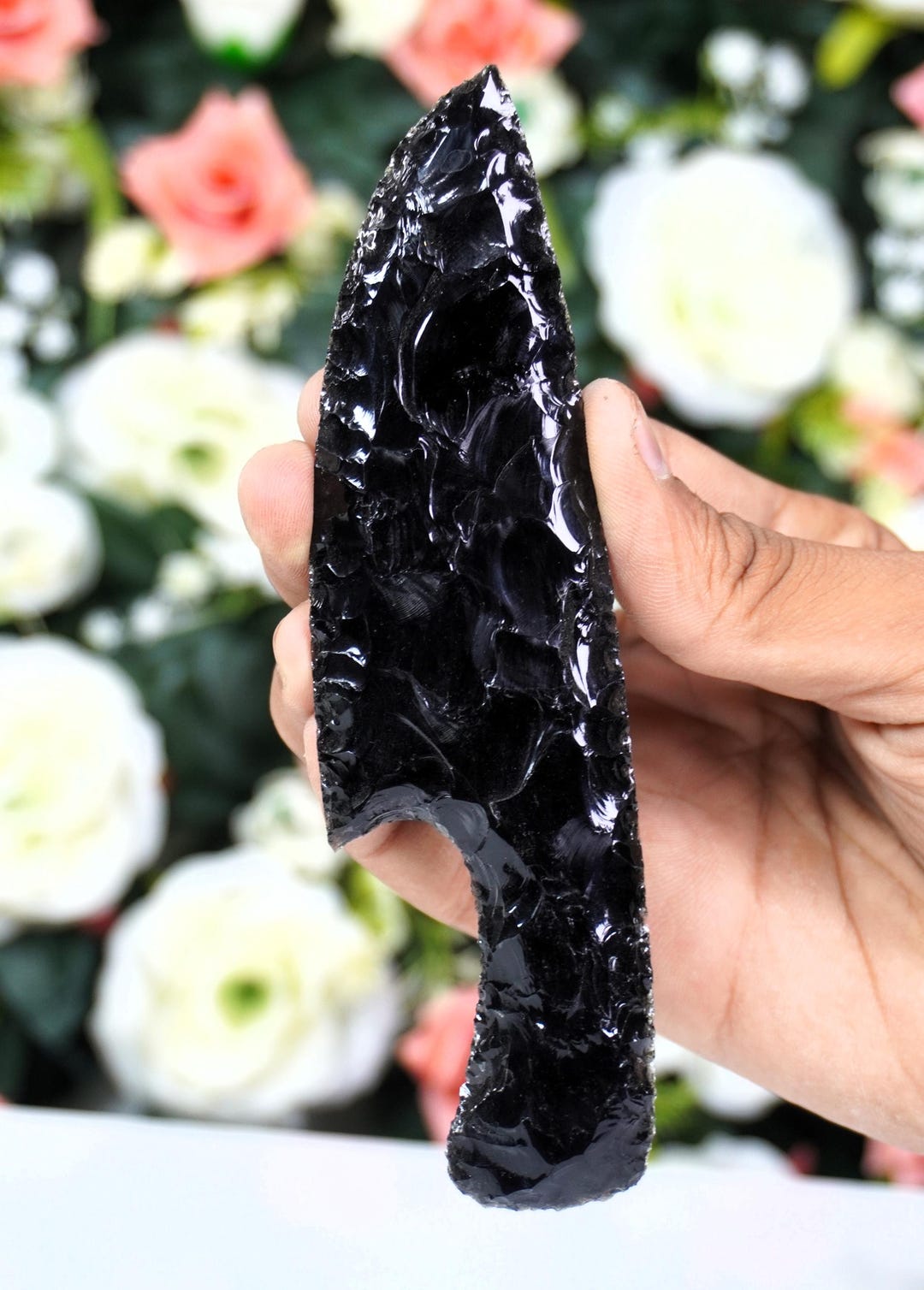 Handcrafted Obsidian Knife – Volcanic Glass Blade, Flint Knapped Athame ...