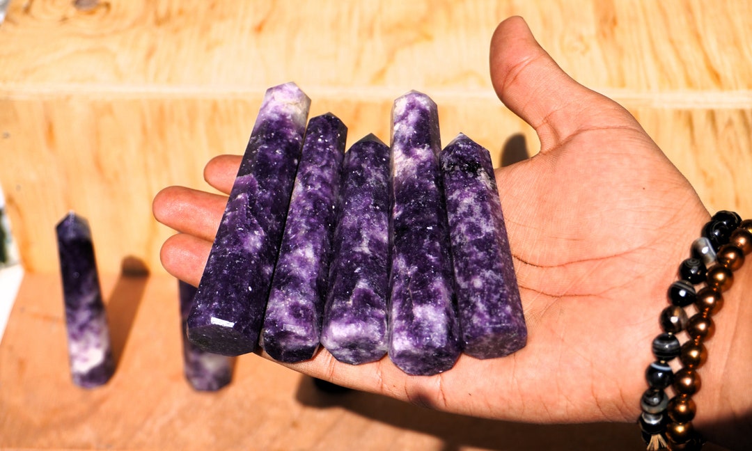 Natural Lepidolite Tower: Lilac Purple Crystal Point (110x25 MM) - Etsy