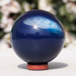 Blue Banded Agate Carnelian Sphere | 55MM | Large Polished Crystal ...