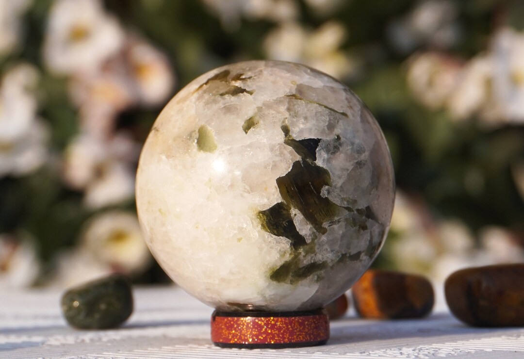 Prehnite Crystal Sphere With Epidote: Namibia Healing Stone (50mm) - Etsy