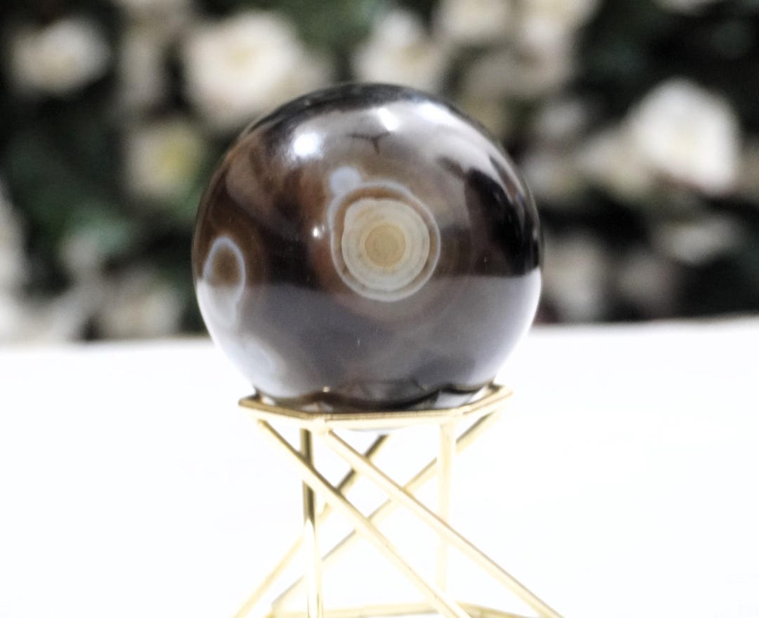 Black Banded Agate Sphere Sphere | 50MM | Large Polished Crystal ...