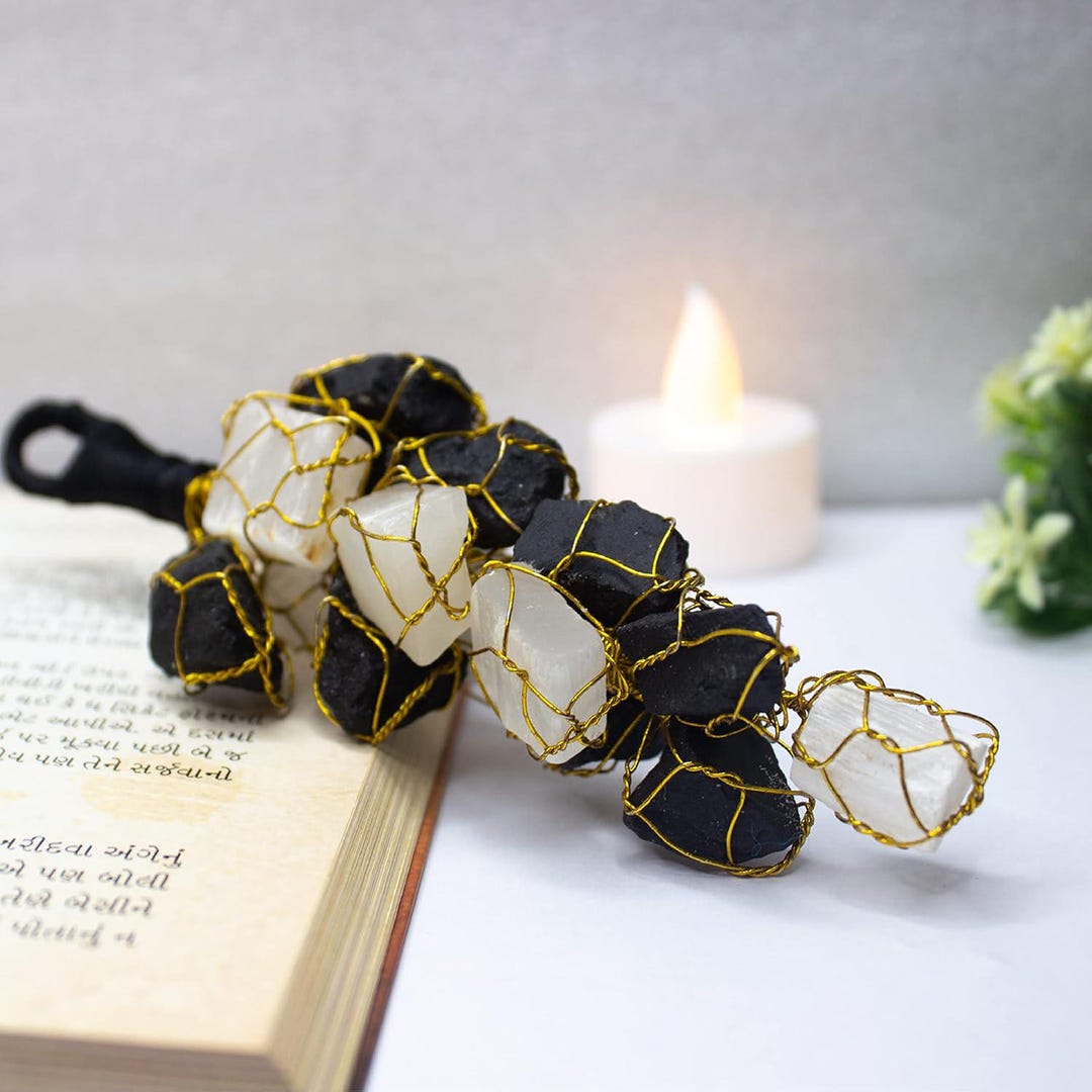 Black Tourmaline and Selenite - Money and Evil Eye Protection -curse ...