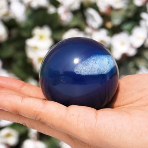 Blue Banded Agate Carnelian Sphere | 55MM | Large Polished Crystal ...