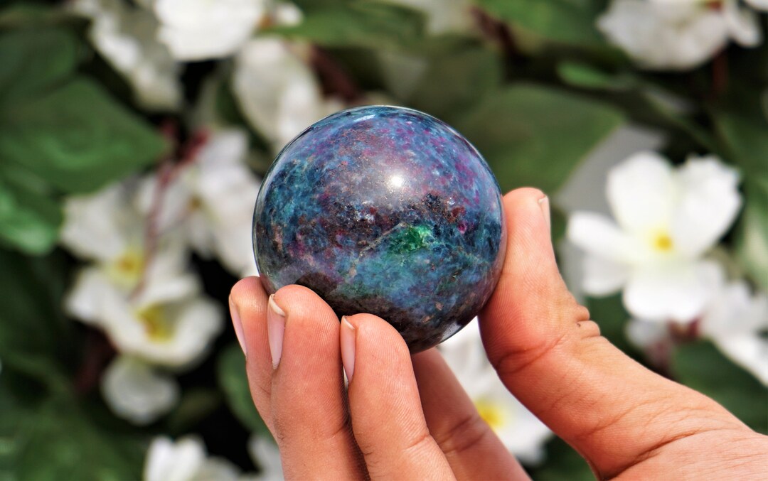 Ruby in Blue Apatite Stone Sphere 50mm Metaphysical, Meditation, Extra ...
