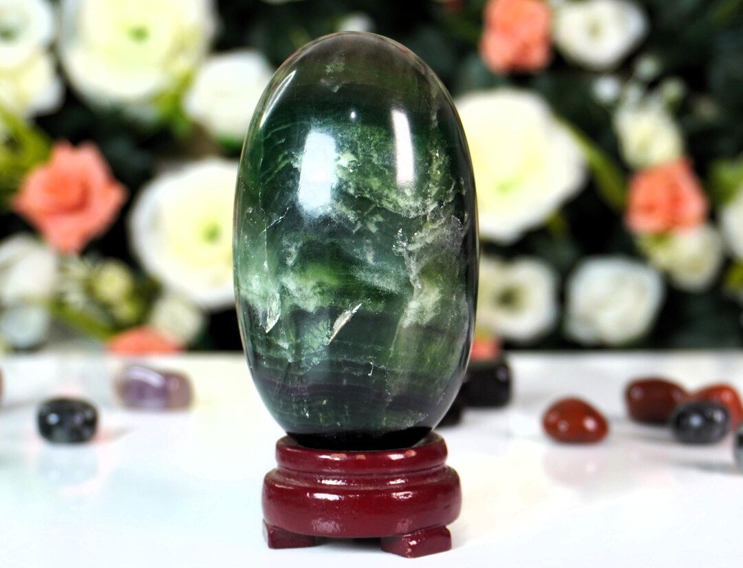 Rare Green Fluorite I Large Lingam | 95MM | Extra Quality, Natural ...