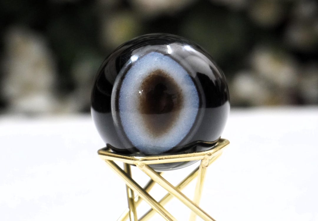 Black Banded Agate Sphere Sphere 40MM Large Polished Crystal Healing ...