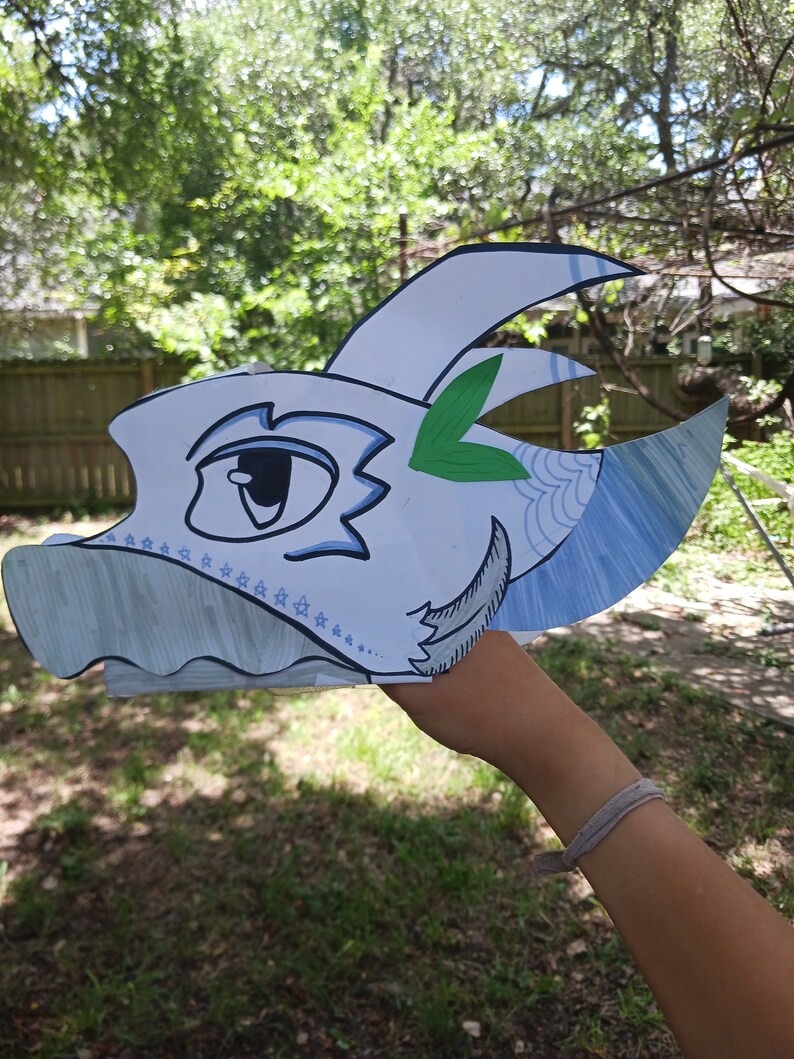 Blue and White Paper Dragon Hand Puppet - Etsy