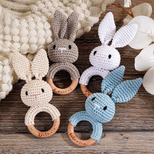 Bunny Rattle - Etsy