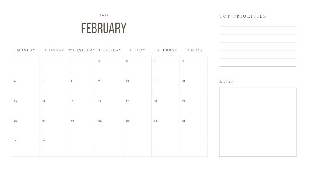 Minimalist Calendar Template 2023 - Etsy