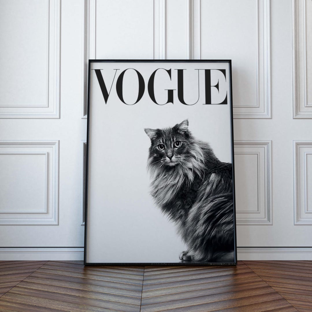 Vogue Cat Poster,prints Coquette Aesthetic Maximalist Decor Cat Wall ...