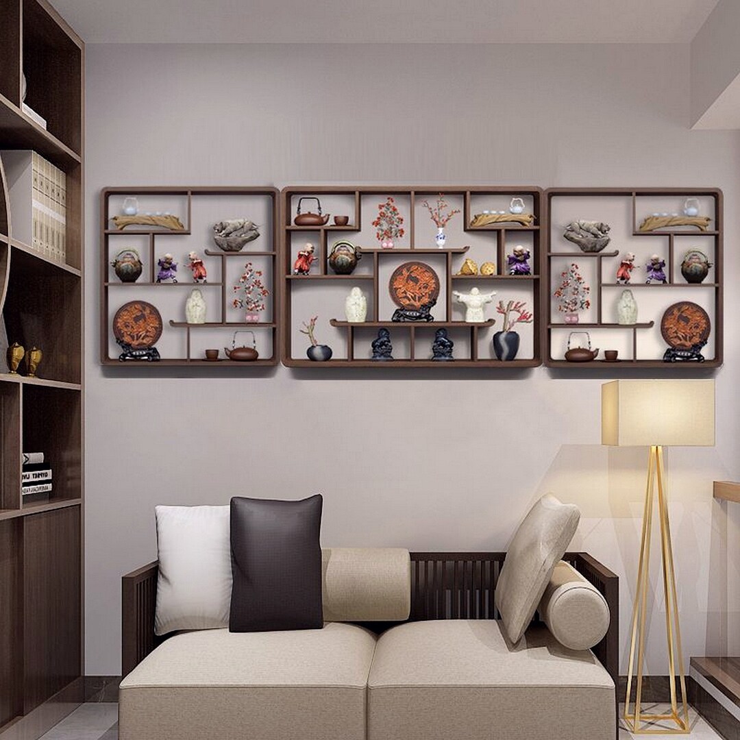 Solid Wood Rack Wall-mounted Antique Rack Multi-layer Ornament - Etsy