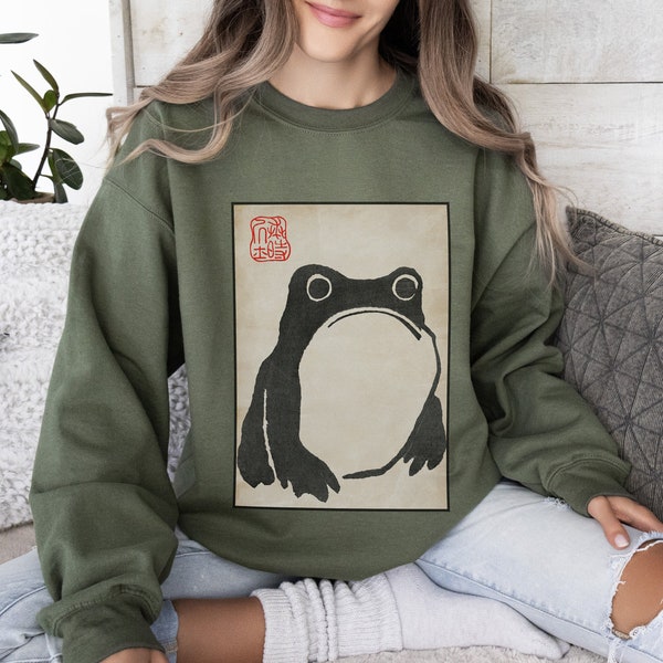 Japanese Frog Sweatshirt Etsy