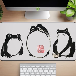 Frog Mousepad Green Desk Mat Aesthetic, Grumpy Frog Large Computer Mat ...