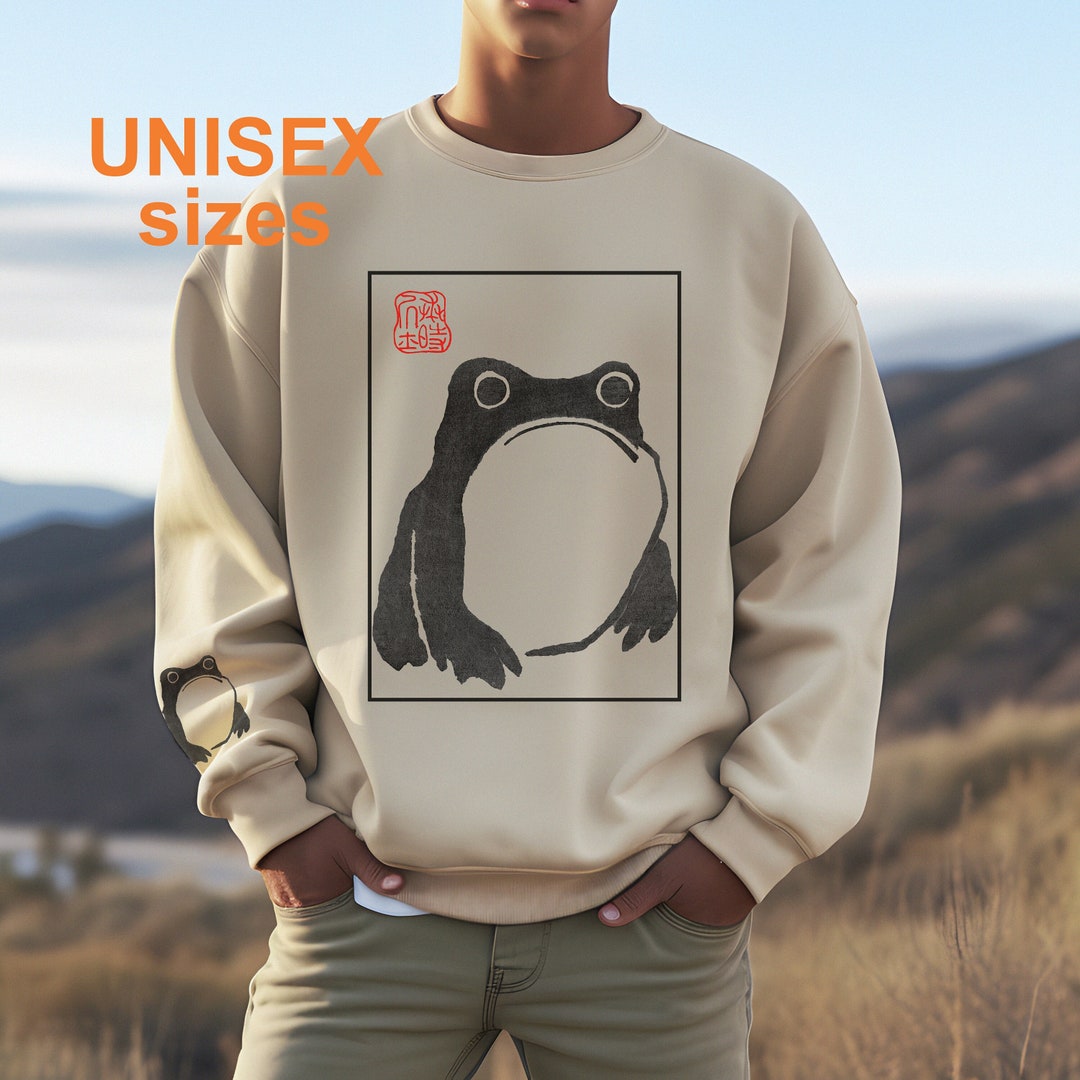 Unimpressed Frog Sweatshirt Men, Grumpy Frog Sweatshirt, Japan Art ...
