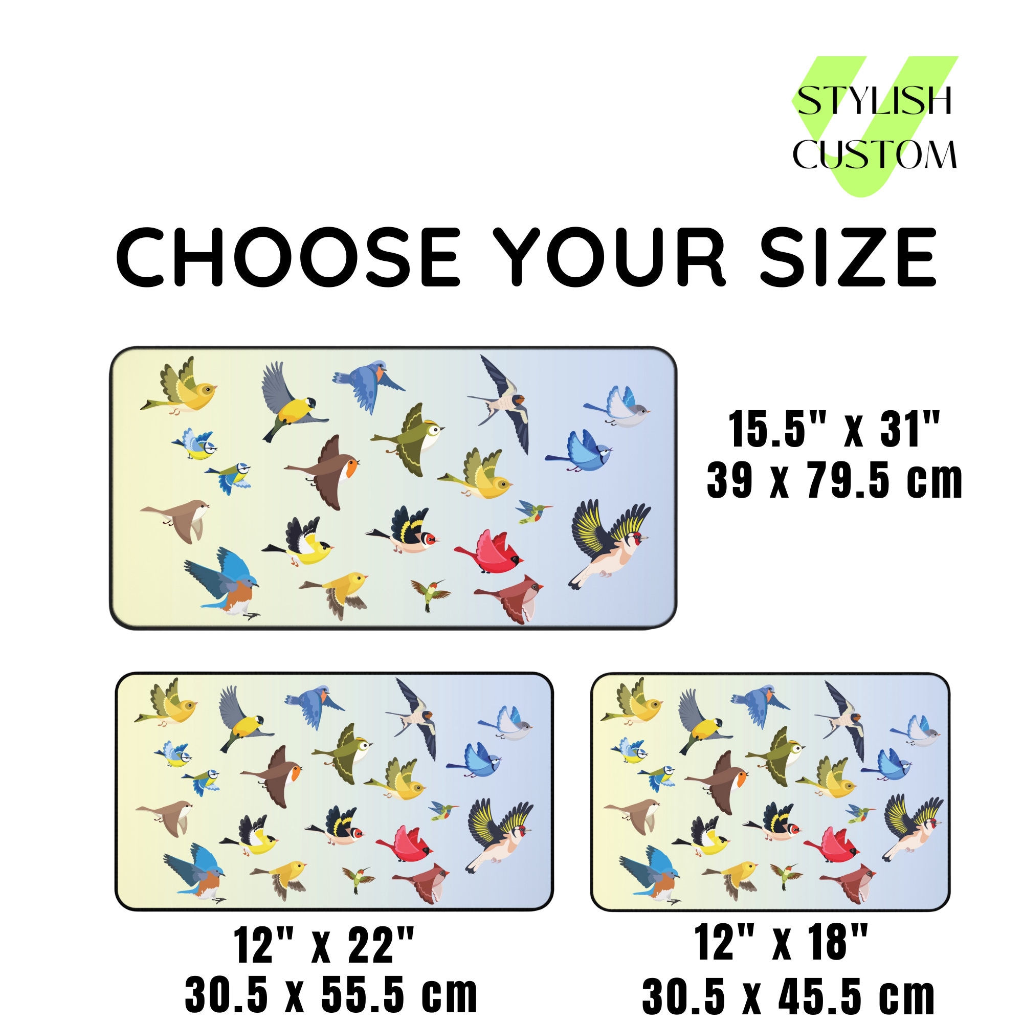 Birds Desk Mat Aesthetic, Nature Mousepad, Cute Large Computer Mat ...