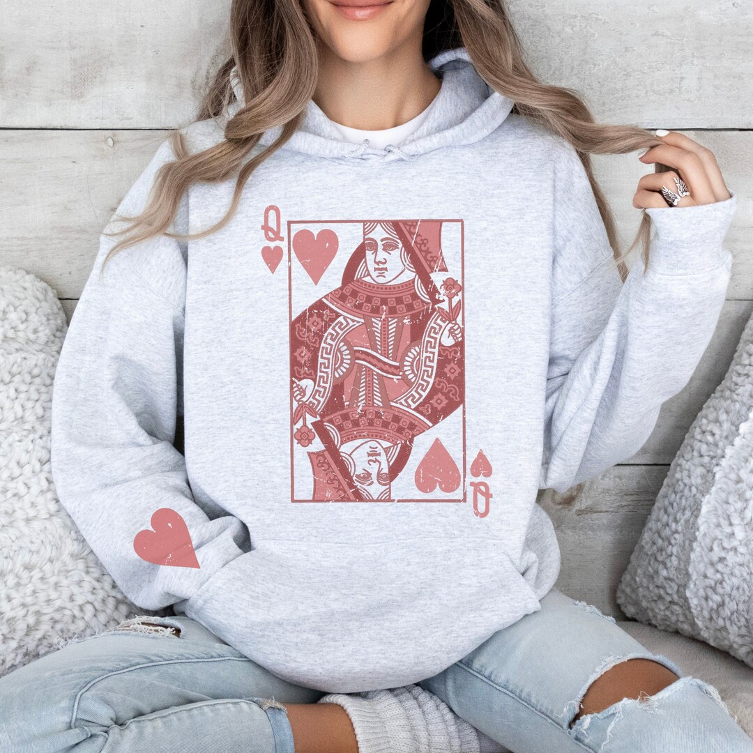 Queen of Hearts Valentines Day Hoodie, Valentines Sweater, Valentines Sweatshirt, XOXO Hoody ...