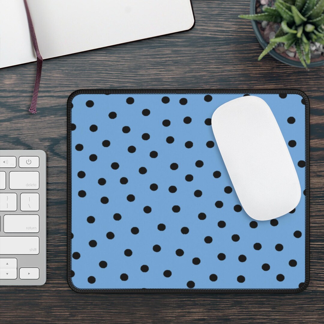 Polka Dots Desk Mat Aesthetic Dalmation Large Computer Mat Blue Trendy ...
