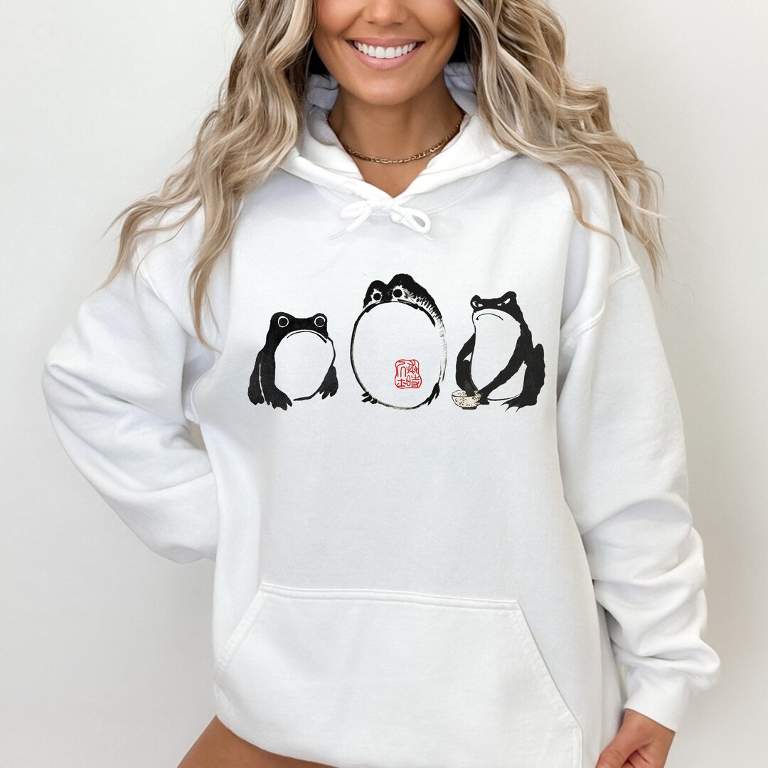 Japan Frog Hoodie Sweatshirt, Grumpy Frog Sweat Shirt, Unimpressed Frog ...