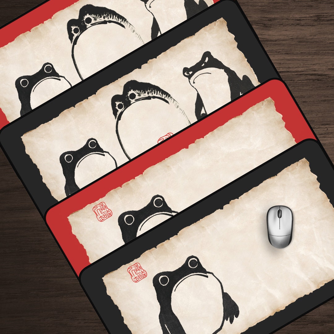 Unimpressed Frog Desk Mat Aesthetic, Grumpy Frog Large Computer Mat ...