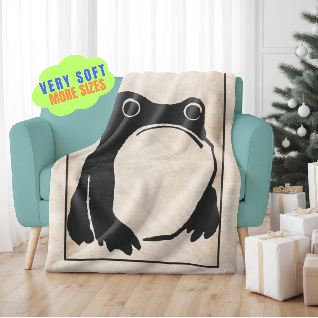 Frog Blanket, Unimpressed Frog Blanket, Velveteen Plush, Grumpy Frog ...
