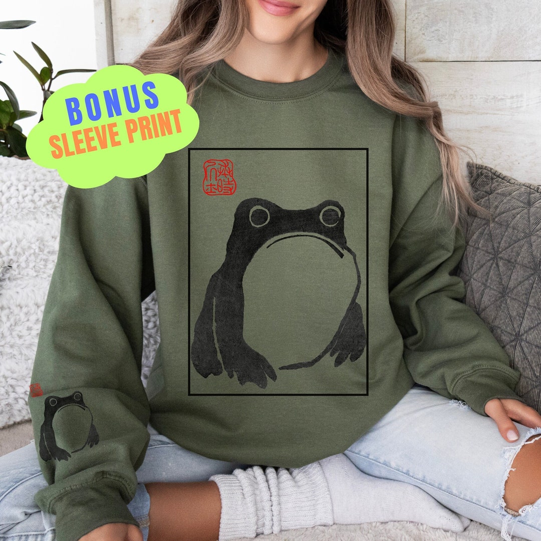 Unimpressed Frog Sweatshirt, Grumpy Frog Sweatshirt, Japanese Art ...
