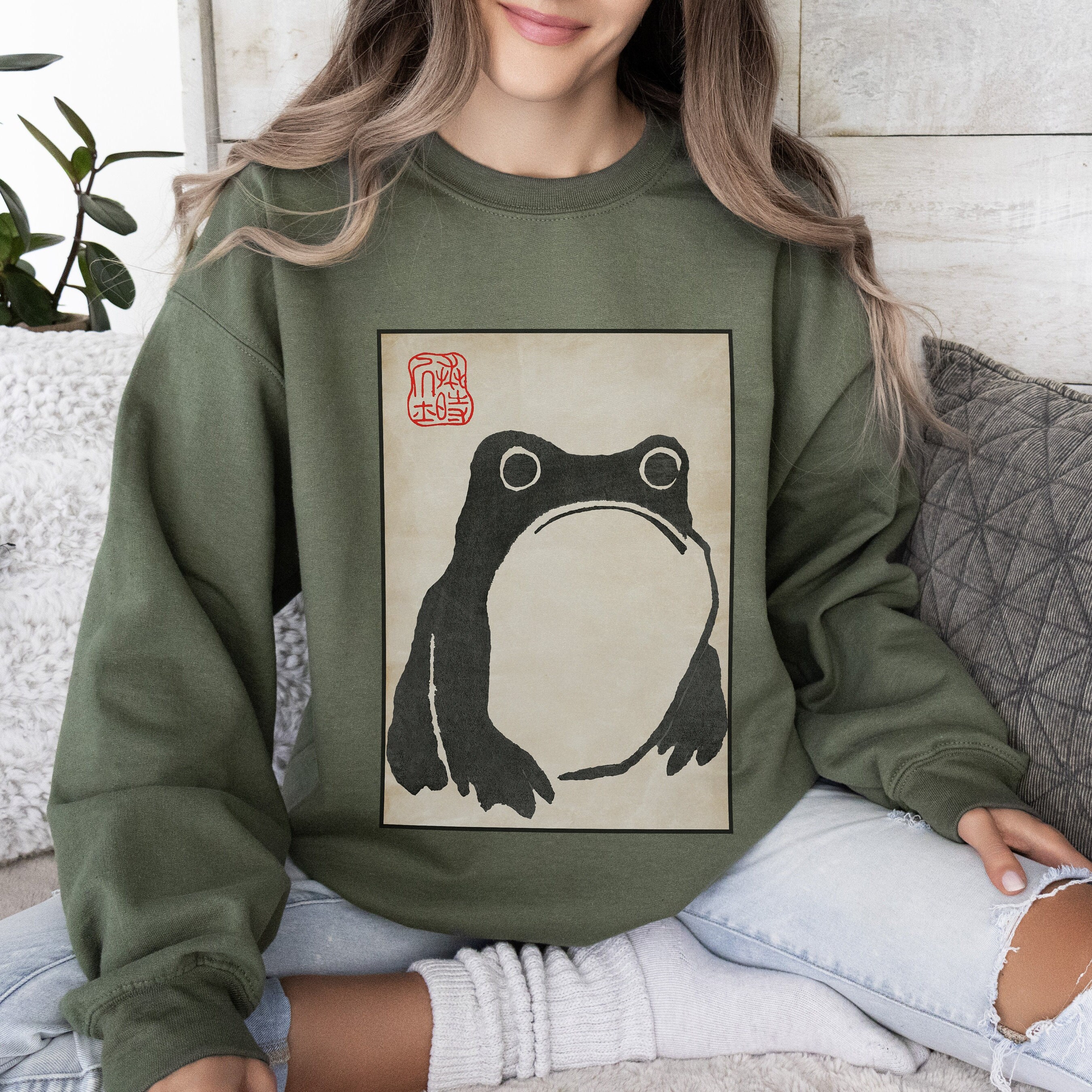 Frog Sweatshirt Vintage, Grumpy Frog Sweat Shirt, Unimpressed Frog ...