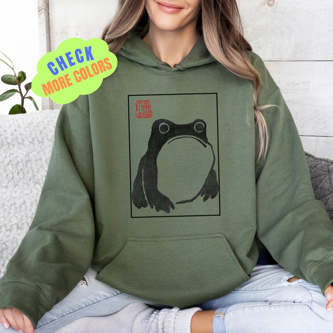 Unimpressed Frog Sweatshirt Hoodie, Grumpy Frog Sweat Shirt, Japan Frog ...